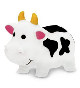 dollibu cow bath water squirter toy - floating white rubber bath toy, cool animal squirting bathtime play water toy for toddlers, cute farm animal bath toys for bathtub and pool for girls and boys