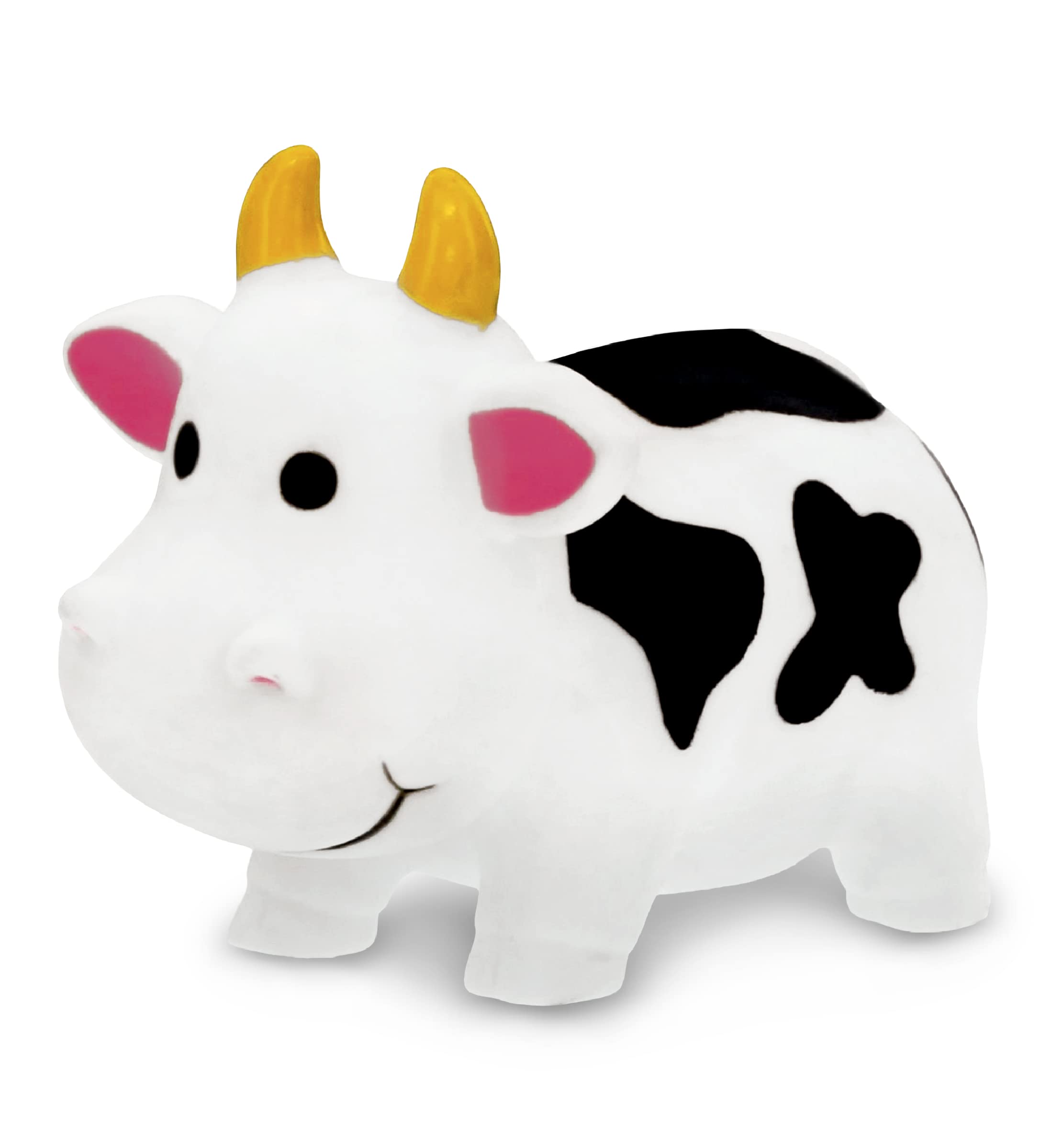 DolliBu Cow Bath Water Squirter Toy - Floating White Rubber Bath Toy, Cool Animal Squirting Bathtime Play Water Toy for Toddlers, Cute Farm Animal Bath Toys for Bathtub and Pool for Girls and Boys