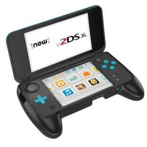 moko handle grip compatible with nintendo new 2ds xl, anti-slip protective grip with stand compatible with nintendo new 2ds xl/ll (2017) - black