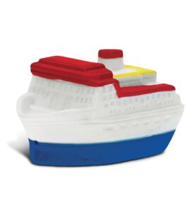 dollibu cruise ship bath buddy squirter - floating ship rubber bath toy, fun water squirting bathtime play for toddlers, cute watercraft vehicle toy for the bathtub, beach, & pool for girls & boys