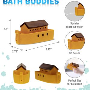 DolliBu Noah's Ark Bath Buddy Squirter - Floating Noahs Ark Rubber Bath Toy, Water Squirting Bathtime Play for Toddlers, Cute Bible Boat Watercraft Toy for The Bathtub, Beach, & Pool for Girls & Boys