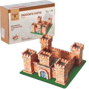 wise elk toy dragon's castle construction set, real plaster bricks, gypsum reusable building kit, 1080 piece