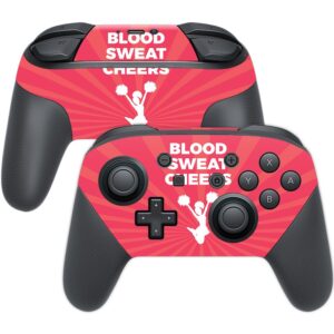 mightyskins skin compatible with nintendo switch pro controller – blood sweat cheers | protective, durable, and unique vinyl wrap cover | easy to apply, remove, and change styles | made in the usa