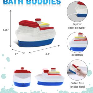 DolliBu Cruise Ship Bath Buddy Squirter - Floating Ship Rubber Bath Toy, Fun Water Squirting Bathtime Play for Toddlers, Cute Watercraft Vehicle Toy for The Bathtub, Beach, & Pool for Girls & Boys