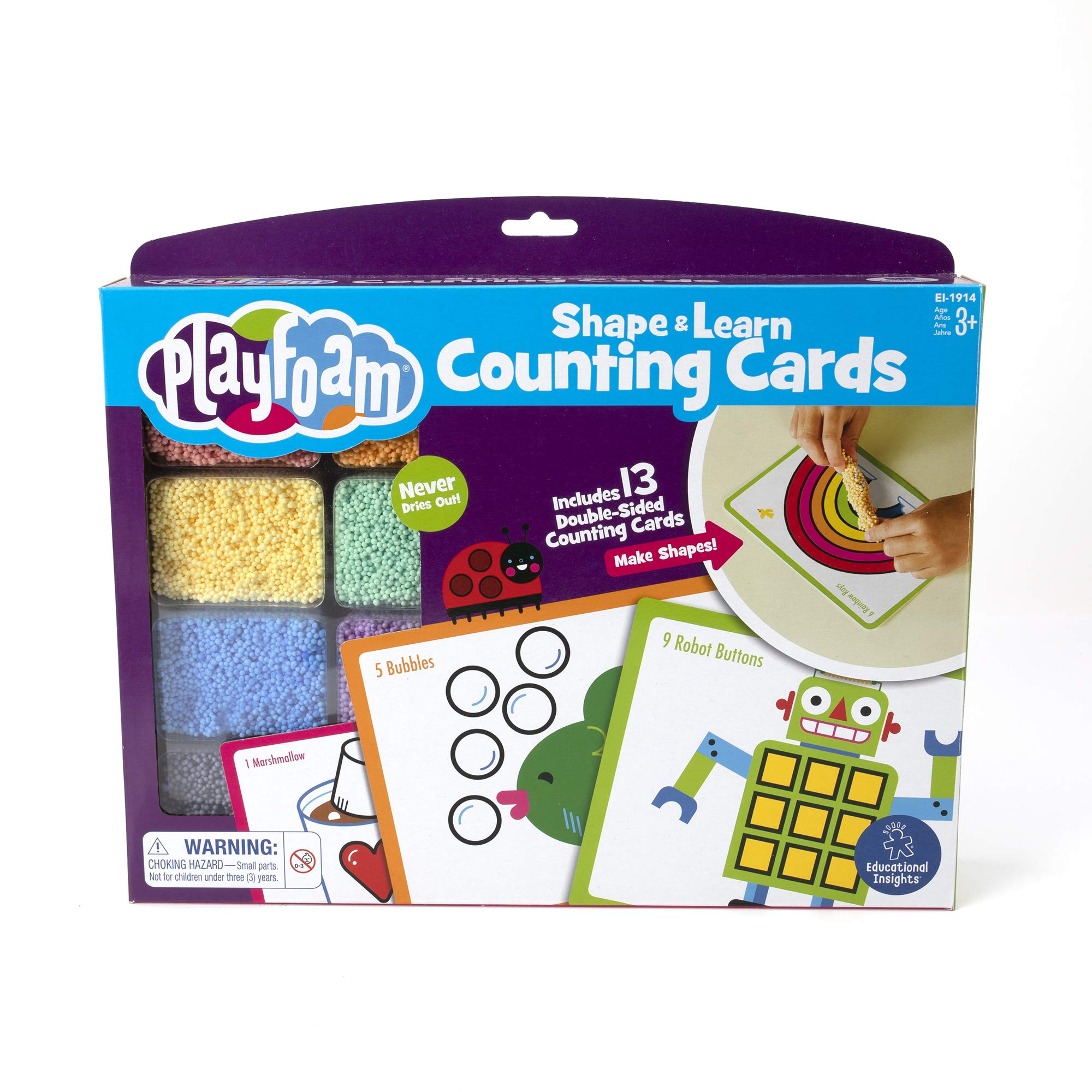 Educational Insights Playfoam Shape & Learn Counting Set, Flash Card Set, Fidget, Sensory Toys, Preschool Kindergarten Classroom Essentials, Ages 3+