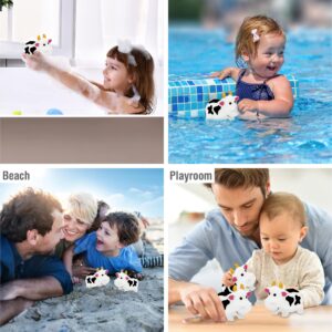 DolliBu Cow Bath Water Squirter Toy - Floating White Rubber Bath Toy, Cool Animal Squirting Bathtime Play Water Toy for Toddlers, Cute Farm Animal Bath Toys for Bathtub and Pool for Girls and Boys