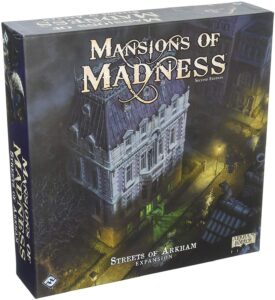 mansions of madness streets of arkham expansion | horror game | mystery board game for teens and adults | ages 14+ | 1-5 players | average playtime 2-3 hours | made by fantasy flight games