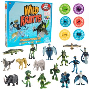 wild kratts 22-pack action figure set - officially licensed, includes 3" chris & martin kratt, creature figurines & discs - ages 3+