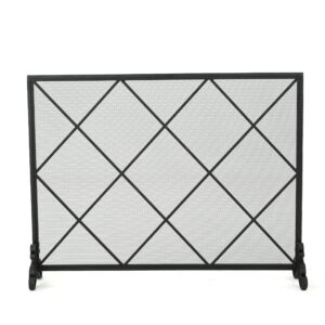 christopher knight home howell single panel iron fireplace screen, black