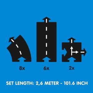 Waytoplay Expressway, 16 Piece Circuit for Toy Cars - Flexible, Indestructible, and Waterproof - Modular Car Tracks - Made in The Netherlands