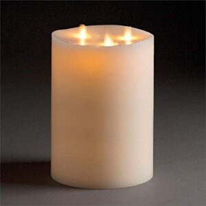 lightli moving tri-flame pillr 6x6x10, ivory