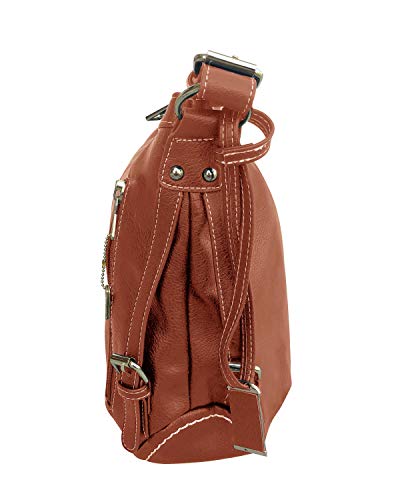 Roma Leathers Gun Concealment Purse - Vegan Leather, Convertible Multi-Purpose Strap Lockable YKK Zipper (Brown)