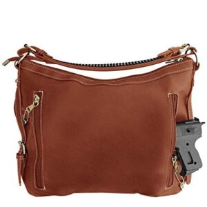 Roma Leathers Gun Concealment Purse - Vegan Leather, Convertible Multi-Purpose Strap Lockable YKK Zipper (Brown)