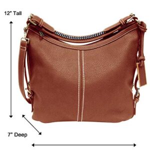 Roma Leathers Gun Concealment Purse - Vegan Leather, Convertible Multi-Purpose Strap Lockable YKK Zipper (Brown)