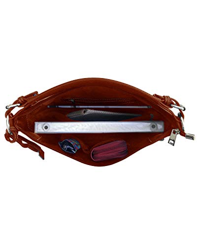 Roma Leathers Gun Concealment Purse - Vegan Leather, Convertible Multi-Purpose Strap Lockable YKK Zipper (Brown)