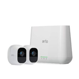 arlo vms4230p-100nas pro 2 - wireless home security camera system with siren, rechargeable, night vision, indoor/outdoor, 1080p, 2-way audio, wall mount, cloud storage included, 2 camera kit