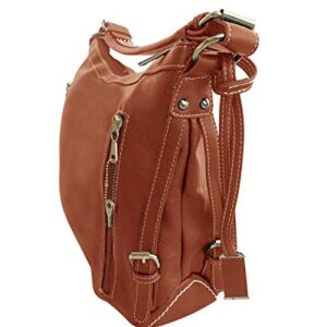 Roma Leathers Gun Concealment Purse - Vegan Leather, Convertible Multi-Purpose Strap Lockable YKK Zipper (Brown)