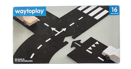 Waytoplay Expressway, 16 Piece Circuit for Toy Cars - Flexible, Indestructible, and Waterproof - Modular Car Tracks - Made in The Netherlands