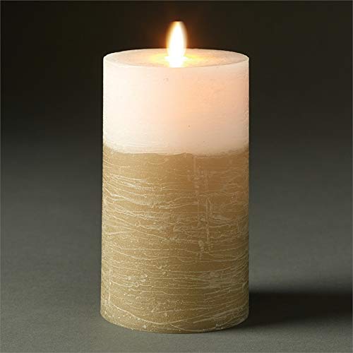 LIGHTLI Moving Flame Indoor Pillar 3.5" X 7",Distressed Fawn/White