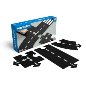 waytoplay expressway, 16 piece circuit for toy cars - flexible, indestructible, and waterproof - modular car tracks - made in the netherlands