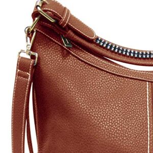 Roma Leathers Gun Concealment Purse - Vegan Leather, Convertible Multi-Purpose Strap Lockable YKK Zipper (Brown)