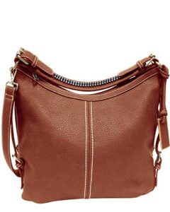 roma leathers gun concealment purse - vegan leather, convertible multi-purpose strap lockable ykk zipper (brown)