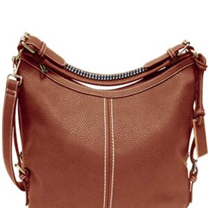 Roma Leathers Gun Concealment Purse - Vegan Leather, Convertible Multi-Purpose Strap Lockable YKK Zipper (Brown)