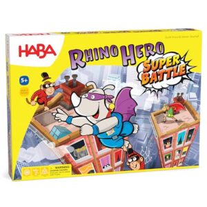 haba rhino hero super battle - exciting 3d stacking board game for kids & adults, fun family games, stacking card games for kids, made in germany