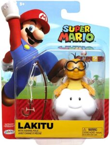 world of nintendo super mario lakitu 4” articulated figure with fishing pole