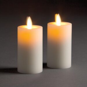 lightli moving flame advanced battery-operated led indoor wax votive candles, ivory, 2" x 4", set of 2