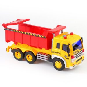 FMT 1:16 Friction Powered Toy Dump Truck With Lights & Sound Push & Go Friction Truck Toy For Boys & Girls