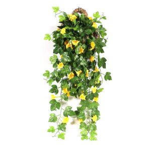 xhsp 2 bunches artificial vines 35.4" morning glory hanging plants silk garland fake green plant home garden wall fence stairway outdoor wedding hanging baskets decor