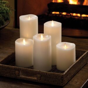 LIGHTLi Moving Flame Advanced Battery-Operated LED Indoor Wax Votive Candles, Ivory, 2" x 4", Set of 2