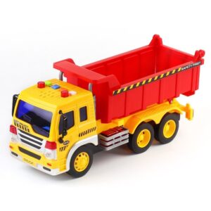 fmt 1:16 friction powered toy dump truck with lights & sound push & go friction truck toy for boys & girls