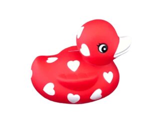 ducky city 3" valentines sweetheart rubber duck [squeaky, with hole] - baby safe bathtub bathing toy