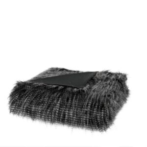 madison park edina luxury faux fur throw black 50*60 premium soft cozy faux fur for bed, coach or sofa