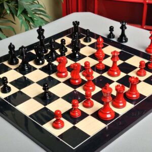 The Grandmaster Chess Set - Pieces Only - 4.0" King (Black & Red Lacquered)