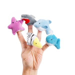 Oiuros 20pcs Different Cartoon Animal Finger Puppets Soft Velvet Dolls Props Toys Easter Basket Stuffers