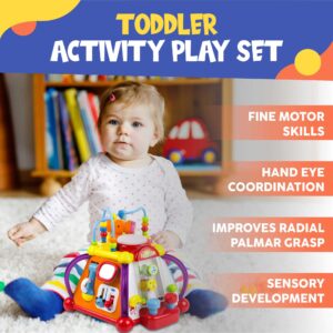 Toysery Baby Activity Center – Toddler Kids Learning & Skill Development Cube with Lights & Music. Enhance Skill Development with a 15 in 1 Game Functions Toy