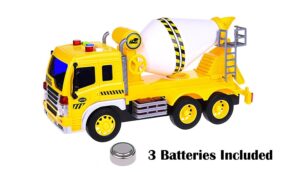 fmt 1:16 friction powered toy cement mixer truck with lights & sound push & go friction truck toy for boys & girls