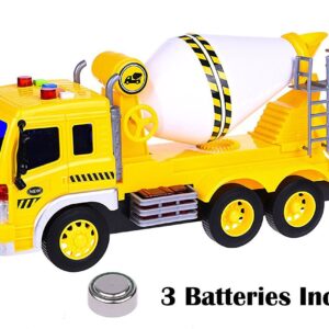 FMT 1:16 Friction Powered Toy Cement Mixer Truck With Lights & Sound Push & Go Friction Truck Toy For Boys & Girls