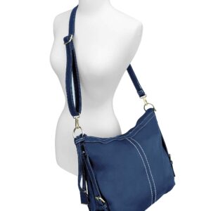 Roma Leathers Gun Concealment Purse - Vegan Leather, Convertible Multi-Purpose Strap Lockable YKK Zipper (Navy)