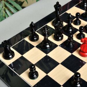 The Grandmaster Chess Set - Pieces Only - 4.0" King (Black & Red Lacquered)