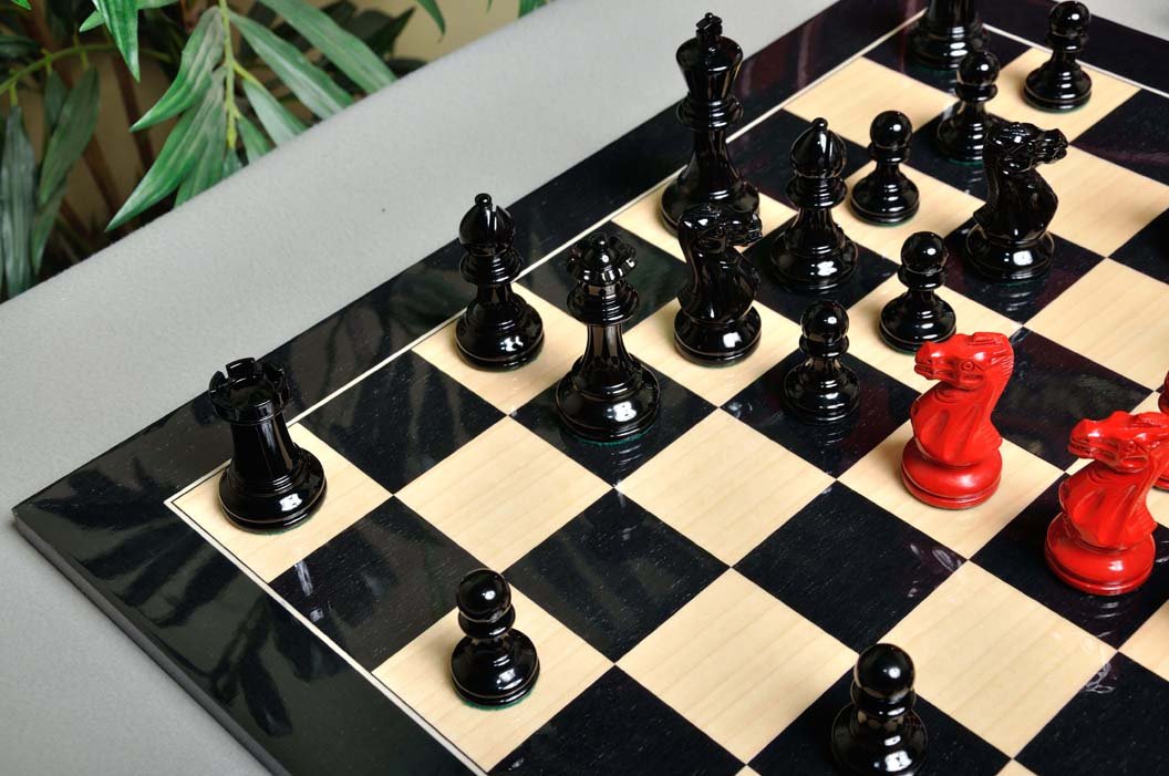 The Grandmaster Chess Set - Pieces Only - 4.0" King (Black & Red Lacquered)