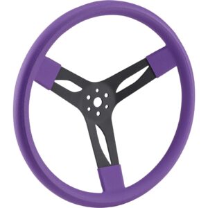 speedway motors performance 15 inch 3-spoke steel steering wheel, 2.75" dish, cushioned grip, 3-bolt fit, powder-coated purple, no horn button included, sold individually