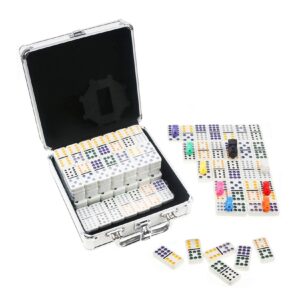 kaile mexican train dominos game set, 91 tiles double 12 color dots dominoes set for travel dominoes game with aluminum case