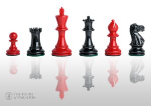 the grandmaster chess set - pieces only - 4.0" king (black & red lacquered)