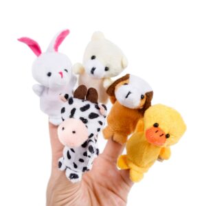 Oiuros 20pcs Different Cartoon Animal Finger Puppets Soft Velvet Dolls Props Toys Easter Basket Stuffers