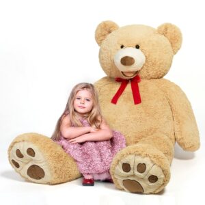 HollyHOME Teddy Bear Plush Giant Teddy Bears Stuffed Animals Teddy Bear Love Big Footprints 5 Feet Brown