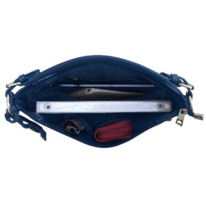 Roma Leathers Gun Concealment Purse - Vegan Leather, Convertible Multi-Purpose Strap Lockable YKK Zipper (Navy)